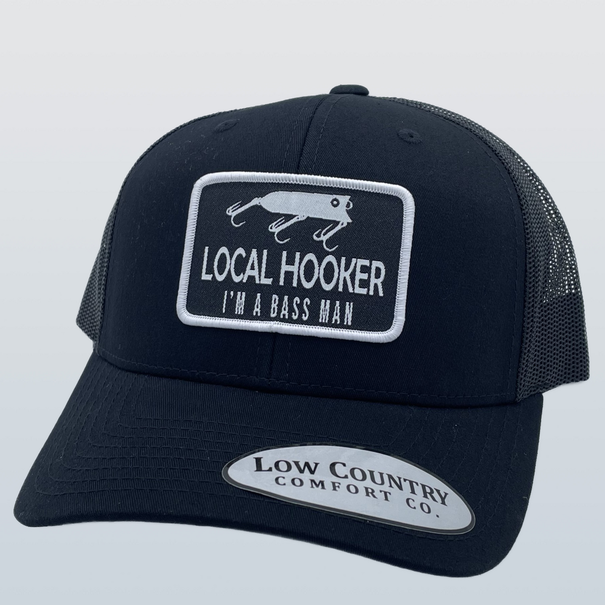 Local Hooker Lure Bass Man Patch Black/Black Hat – Riverbed Threads