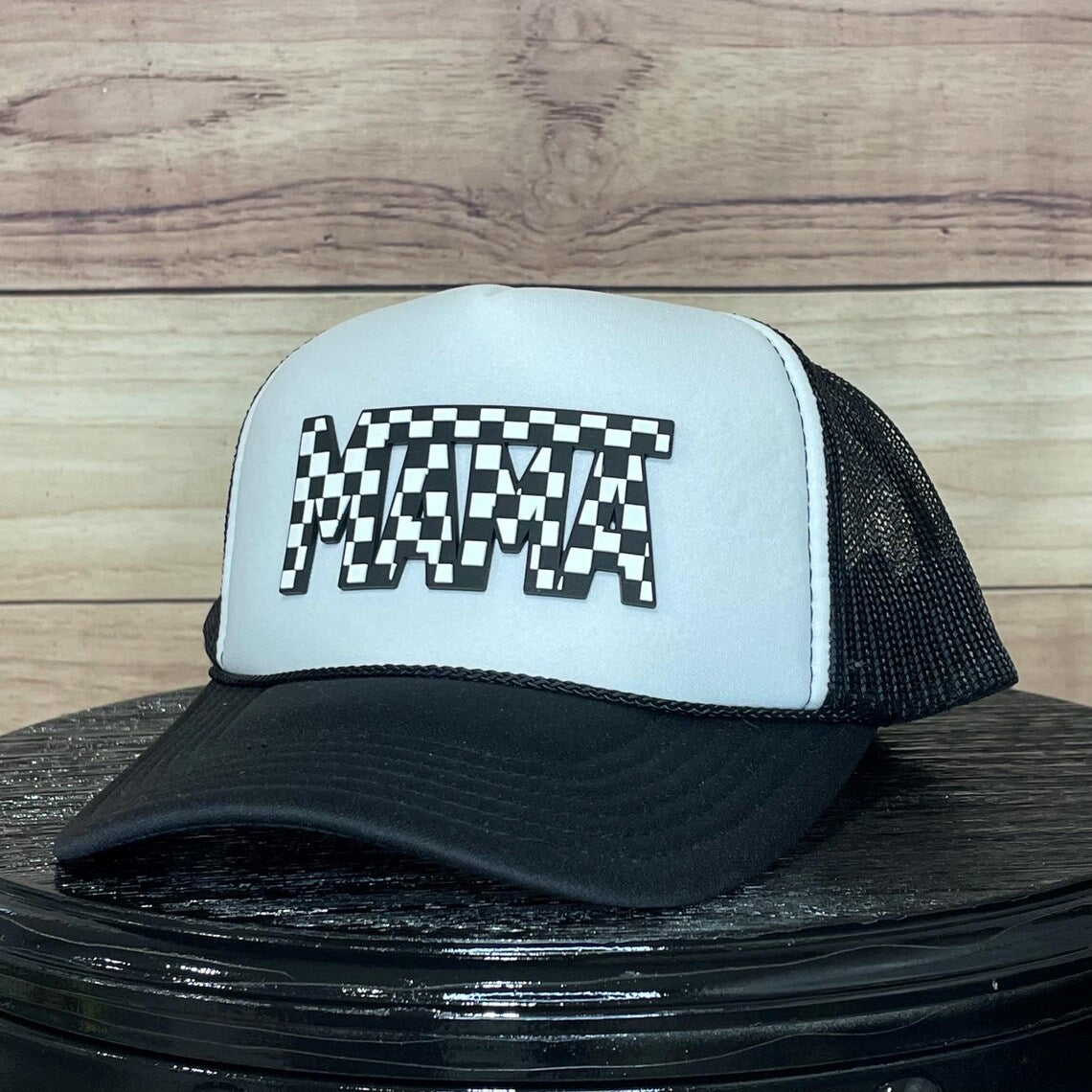 Mama Checkered Patch Foam Black/White/Black – Riverbed Threads