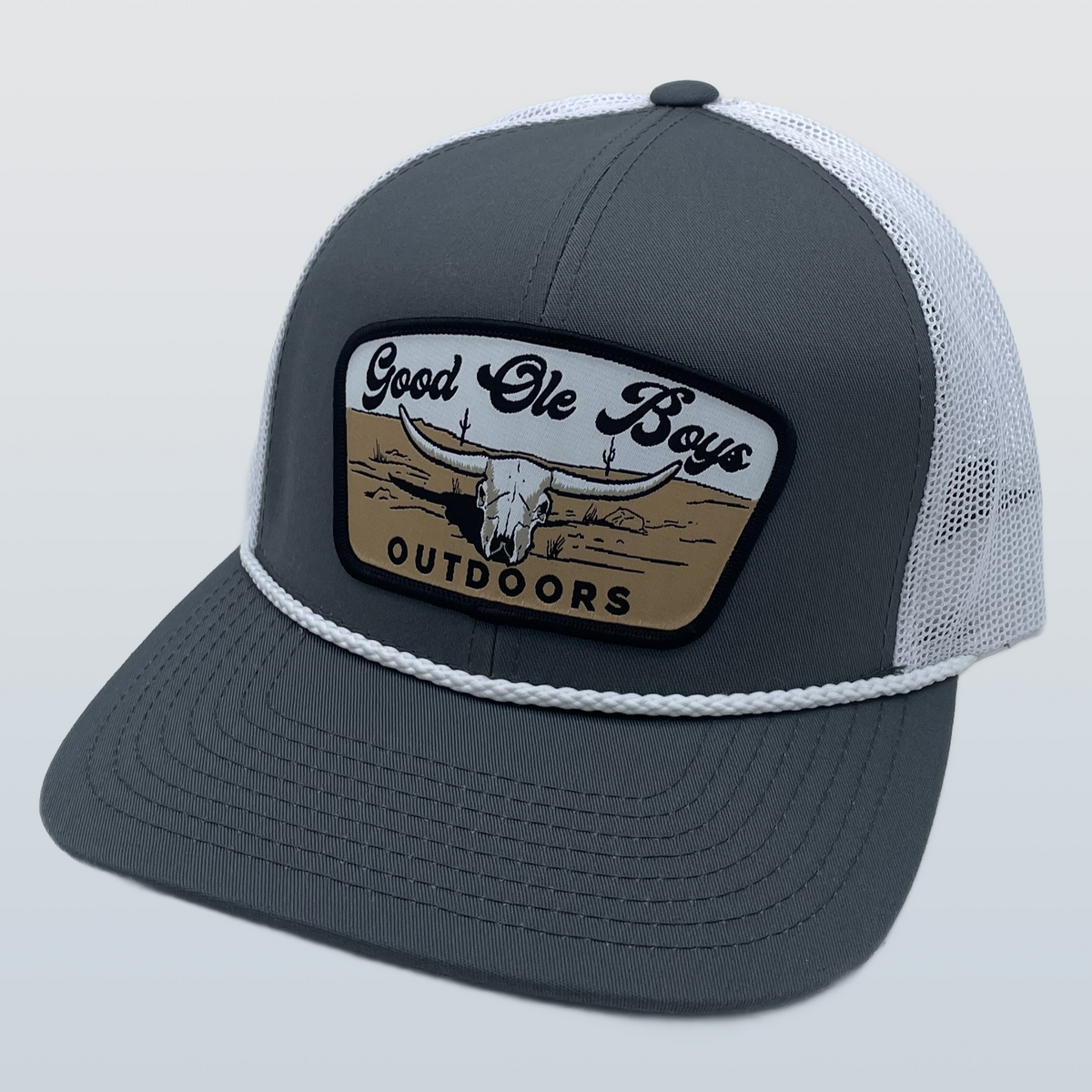 GOB Cattle Skull Patch Charcoal/White Rope – Riverbed Threads