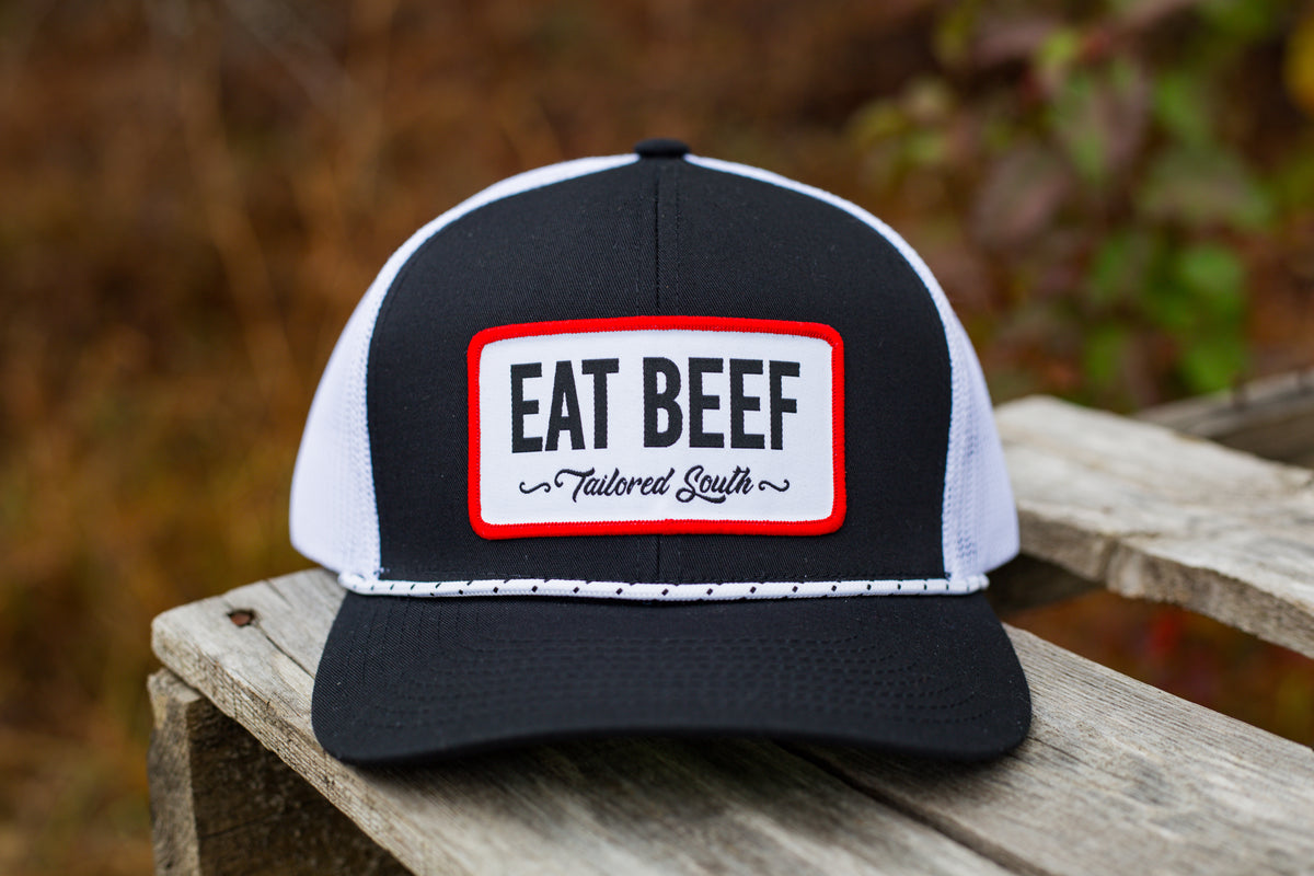 TS156 Eat Beef Patch 104BR Black/White – Riverbed Threads