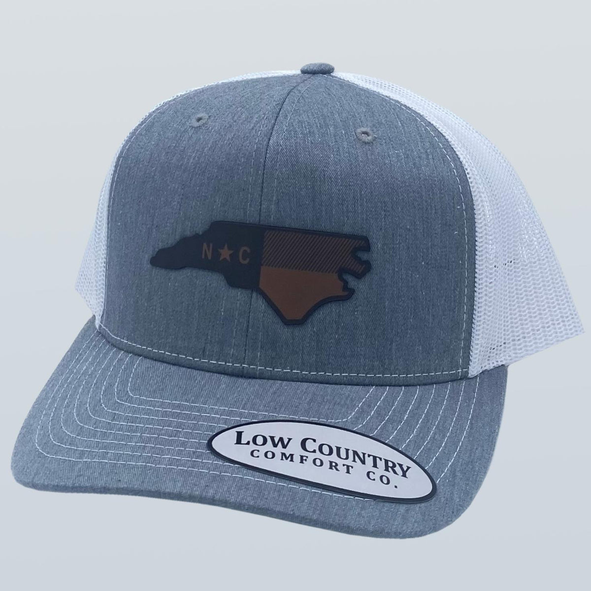 North Carolina Flag Dark Leather Patch Hat Heather/White – Riverbed Threads