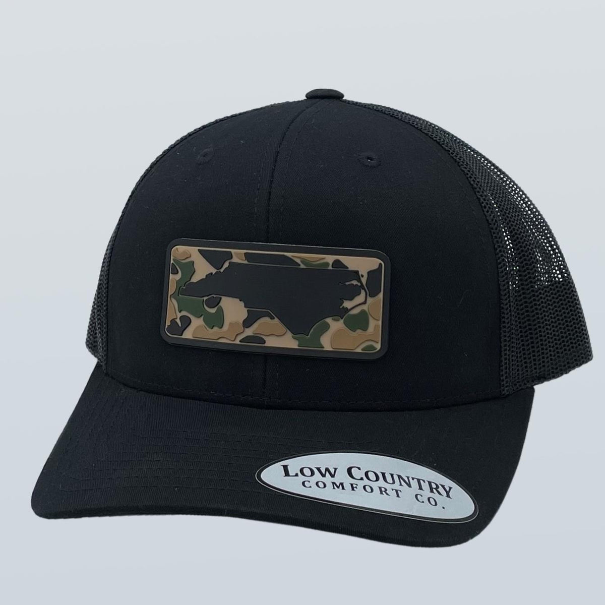 North Carolina Outline Camo PVC Patch Hat Black – Riverbed Threads