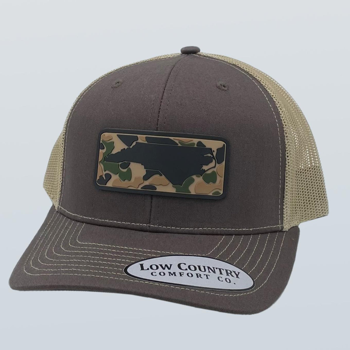 North Carolina Outline Camo PVC Patch Hat Brown/Khaki – Riverbed Threads