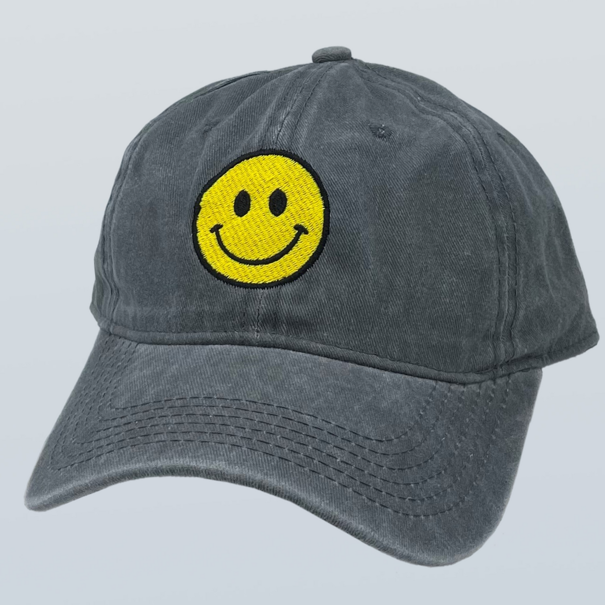 Smiley Face Unstructured Hat Charcoal – Riverbed Threads
