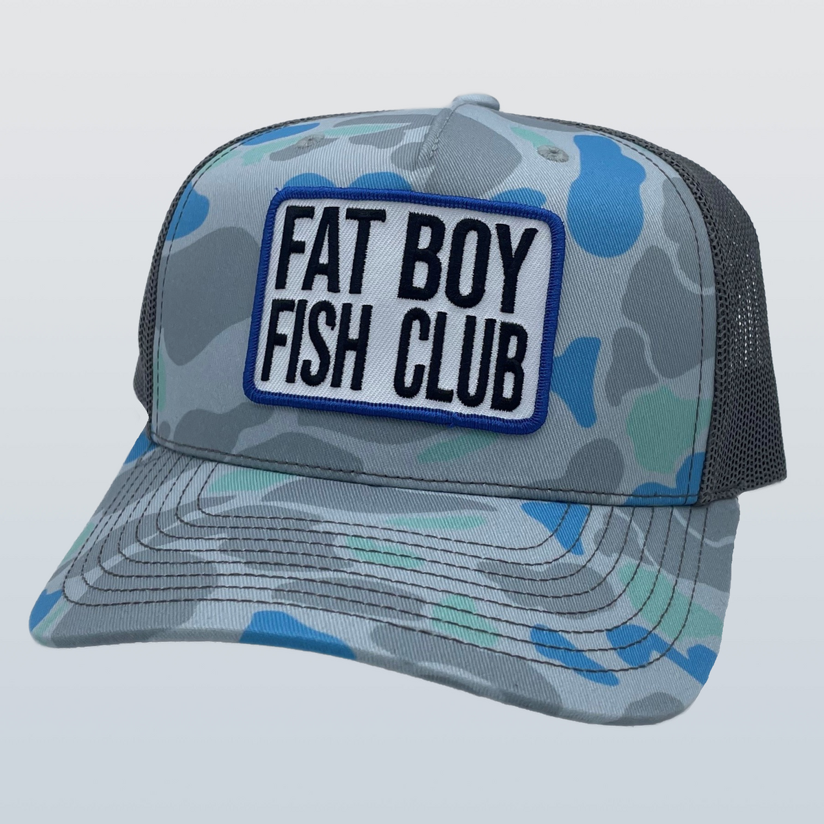 FF019 Fat Boy Fish Club Patch Saltwater/Charcoal – Riverbed Threads