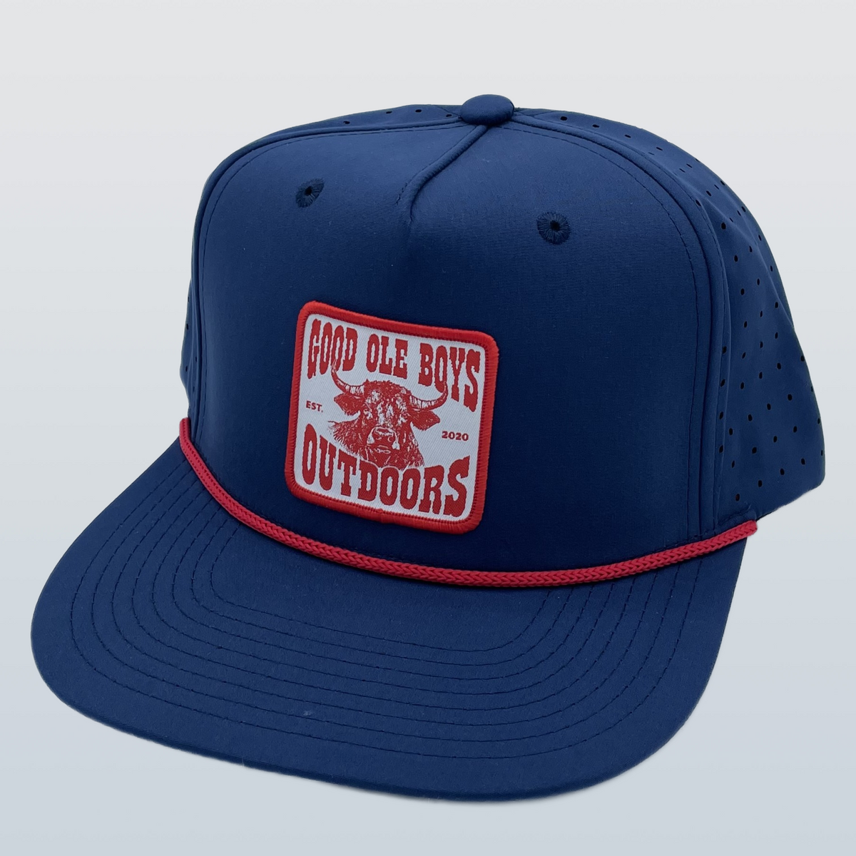 GOB Cow Woven Patch 5Perf Navy Red Rope – Riverbed Threads