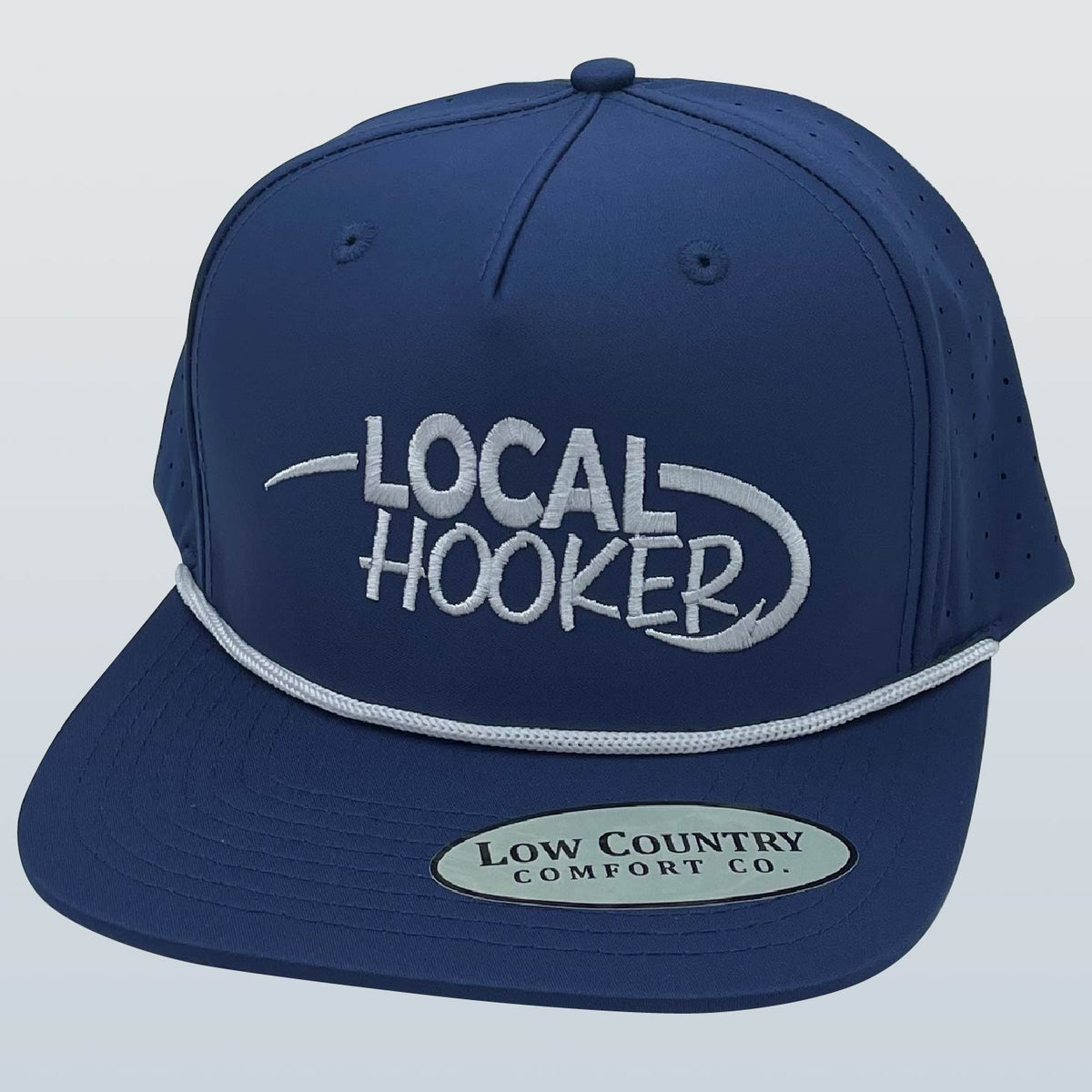Local Hooker Hook Text 5Perf Navy Hat – Riverbed Threads