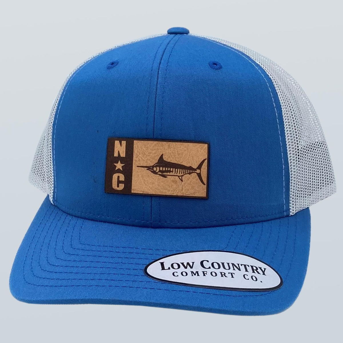 North Carolina Marlin Leather Patch Hat Steel Blue/Silver – Riverbed Threads