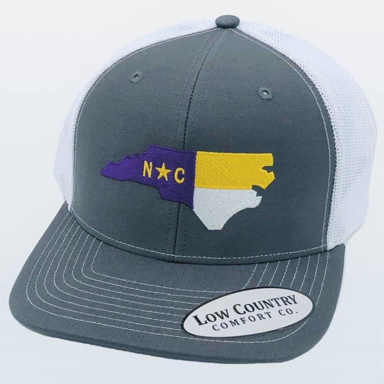 North Carolina Flag ECU Theme Charcoal/White Hat – Riverbed Threads