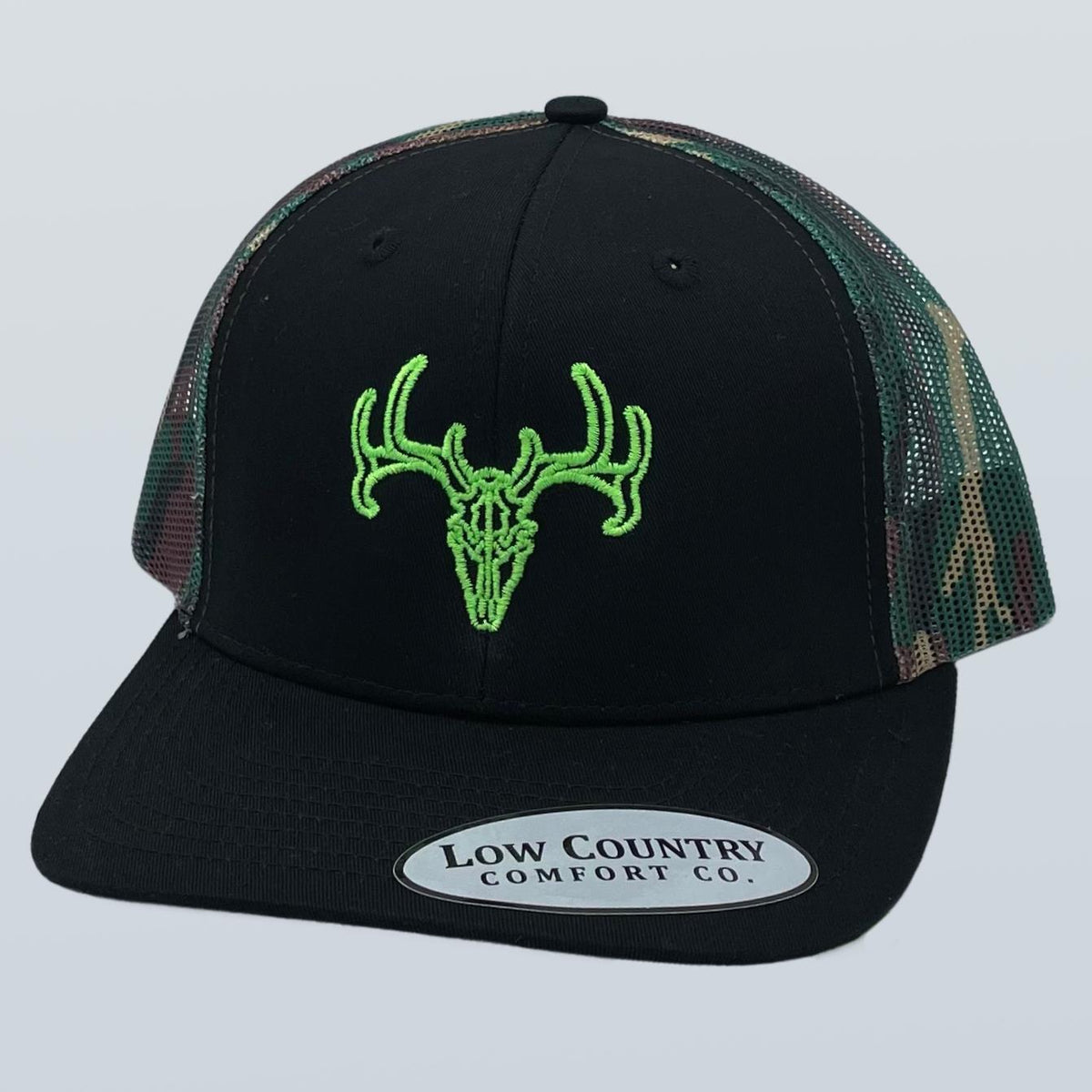 Shot Caller Deer Skull Green Black/Camo Hat – Riverbed Threads