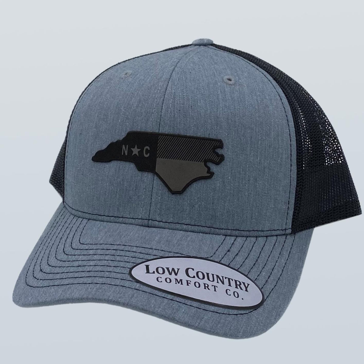 North Carolina Flag Greyscale Leather Patch Hat Heather/Black – Riverbed Threads