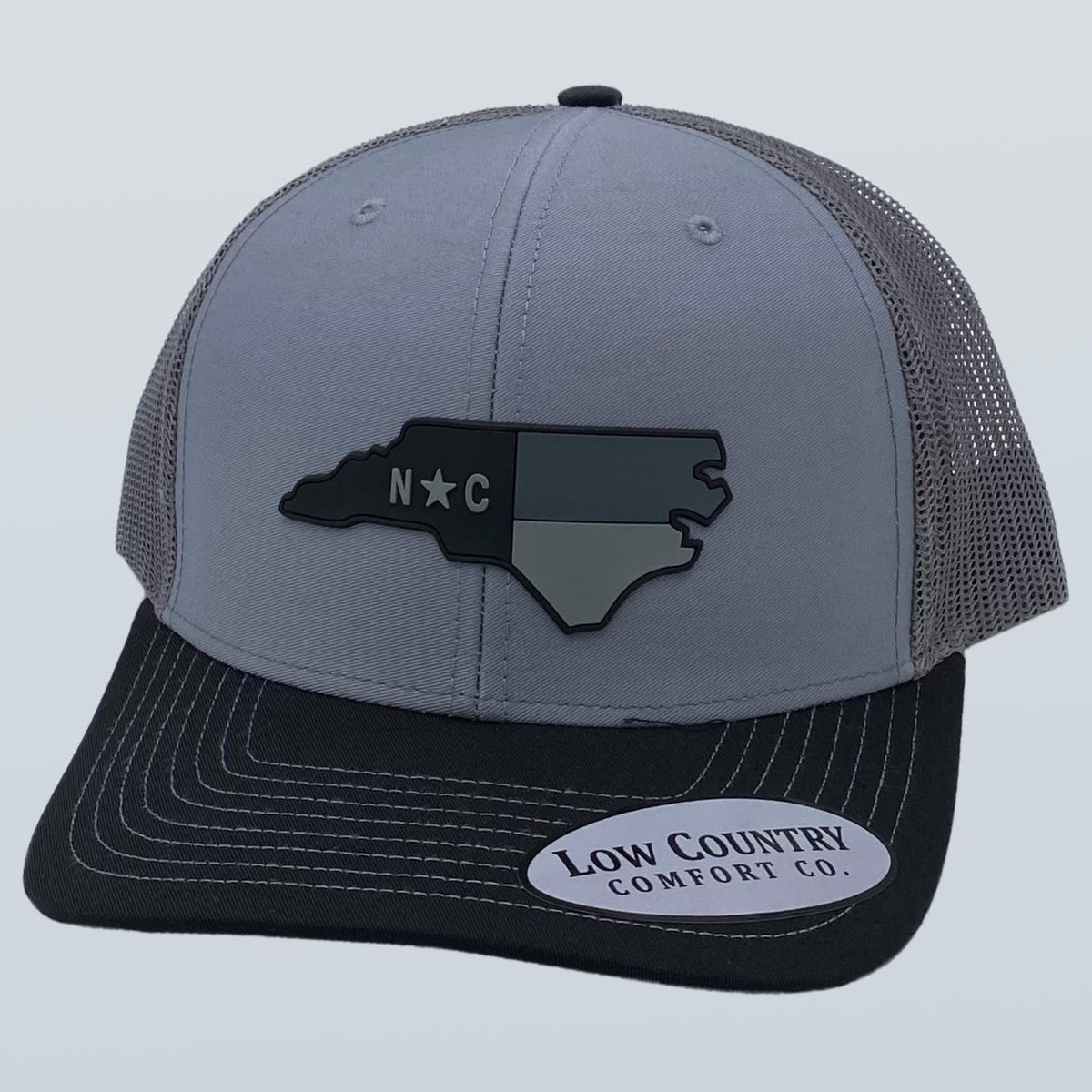 North Carolina Flag Greyscale PVC Patch Hat Grey/Charcoal/Black – Riverbed Threads