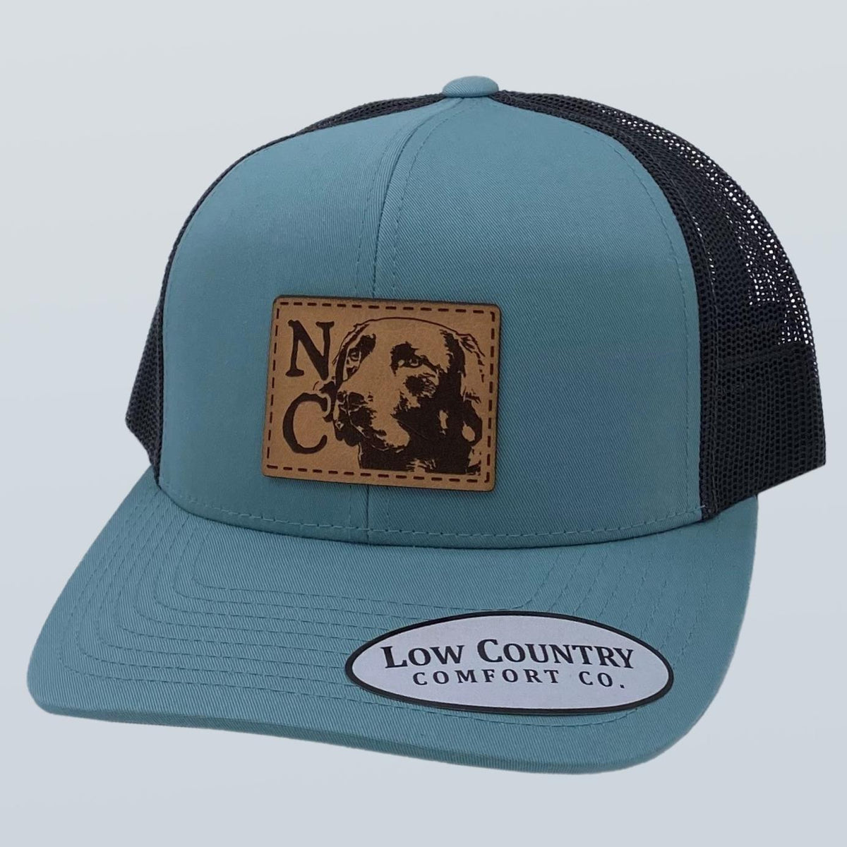 North Carolina Lab Leather Patch Hat Smoke Blue/Charcoal – Riverbed Threads