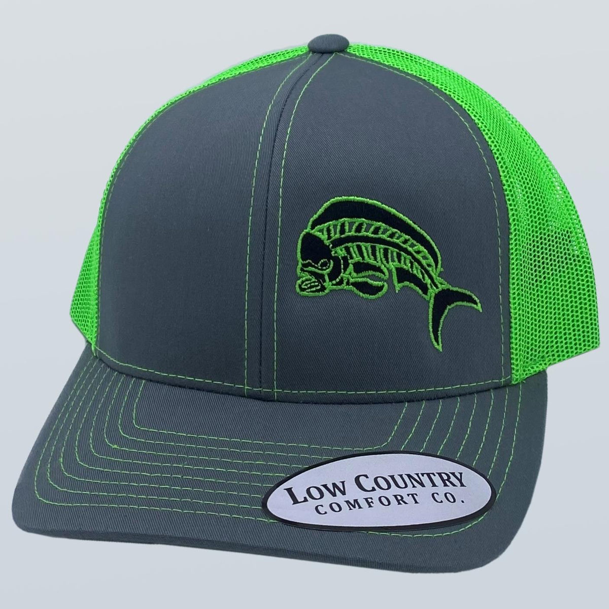 Skeleton Mahi Charcoal/Neon Green Hat – Riverbed Threads